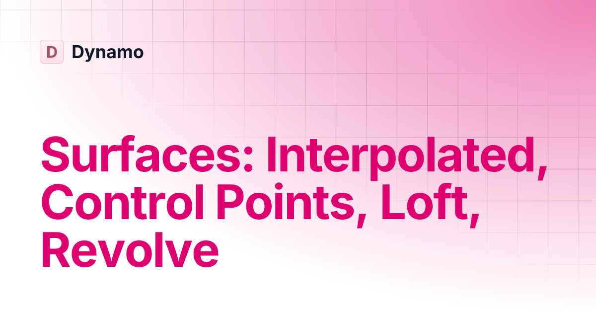 Surfaces: Interpolated, Control Points, Loft, Revolve | Dynamo